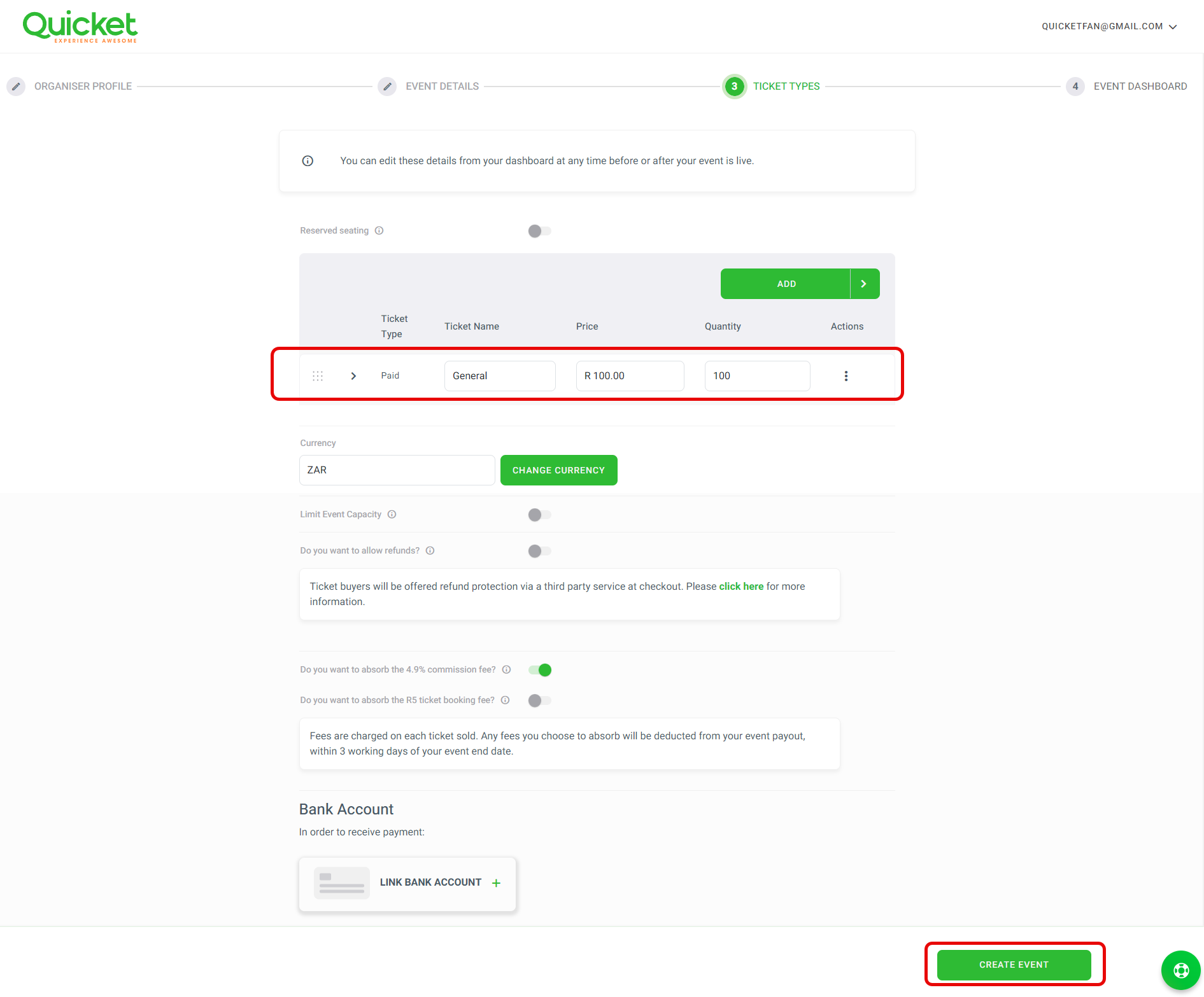 How to create an event